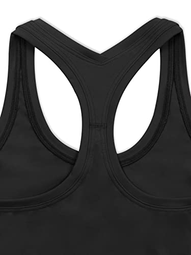 LASLULU Womens Summer Crop Tops Sexy Cropped Tank Top Sleeveless Muscle Tank Compression Exercise Gym Yoga Tops Summer Running Shirts Activewear(Black Medium)