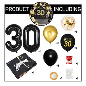 Dirty 30 Balloons Backdrop Set Decor - 30th Thirty Birthday Party Theme Banner Decorations For Women and Men Supplies