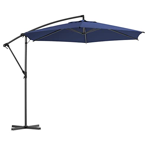 Gardesol 10FT Umbrella Outdoor Patio, Cantilever Umbrella With Sturdy Ribs, Fade Resistant, UV Protection, Outdoor Offset Umbrella for Deck, Poolside, Porch, Backyard, Navy Blue