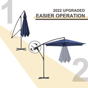 Gardesol 10FT Umbrella Outdoor Patio, Cantilever Umbrella With Sturdy Ribs, Fade Resistant, UV Protection, Outdoor Offset Umbrella for Deck, Poolside, Porch, Backyard, Navy Blue