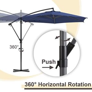 Gardesol 10FT Umbrella Outdoor Patio, Cantilever Umbrella With Sturdy Ribs, Fade Resistant, UV Protection, Outdoor Offset Umbrella for Deck, Poolside, Porch, Backyard, Navy Blue