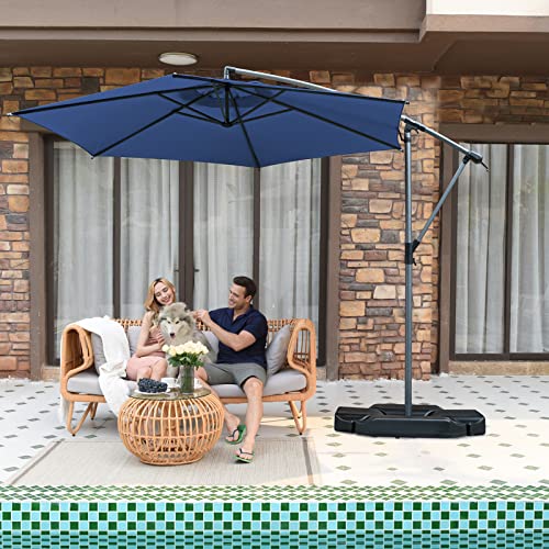 Gardesol 10FT Umbrella Outdoor Patio, Cantilever Umbrella With Sturdy Ribs, Fade Resistant, UV Protection, Outdoor Offset Umbrella for Deck, Poolside, Porch, Backyard, Navy Blue