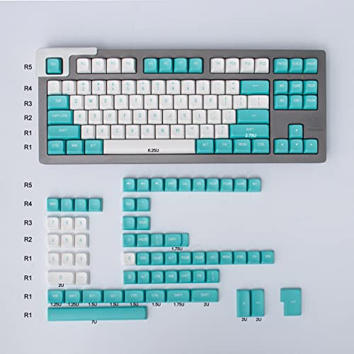 White Green Keycaps Set 150 Keys MSA Profile Double Shot ISO/ANSI Layout for Cherry MX Switches Mechanical Gaming Keyboard