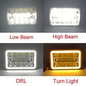 AMUNIESUN 4PCS 4X6 Inch LED Halo Headlights Sealed Beam DRL Turn Light Compatible With Chevy Suburban C10 C20 K10 K30 K5 Blazer (1981-1987) H4651 H4642 H4652 H4656 H4666 H4668 H6545 Replacement