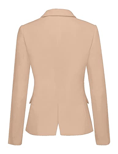 luvamia Women's Notched Lapel Neck Long Sleeves One Button Pocketed Blazer Jacket Wear to Work Suit Light Jackets for Women Casual Tan Blazer Women Sienna Sand Size X-Large