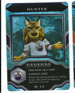 hunter 2021-22 upper deck mvp mascot gaming card #m-12 card edmonton oilers hockey