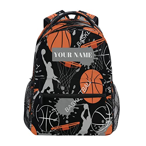 AUUXVA Custom School Backpack for Boys Kids with Name/Text Personalized Bookbag Add Your Name Customized Backpack Sport Man Basketball School Bag Laptop Backpack Travel Camping Daypack