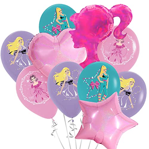 CYMYLAR Pink Girl Mylar Balloons Decorations, Birthday Girl Party barbi party supplies,Latex Balloons pink birthday shower set princess party, dreamhouse birthday party