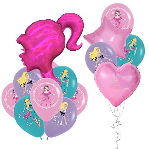 CYMYLAR Pink Girl Mylar Balloons Decorations, Birthday Girl Party barbi party supplies,Latex Balloons pink birthday shower set princess party, dreamhouse birthday party