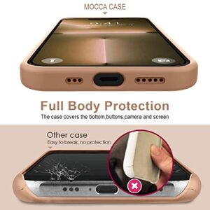 MOCCA Compatible with iPhone 13 Mini Case with Ring Kickstand |Liquid Silicone| Microfiber Linner | Anti-Scratch Full-Body Shockproof Protective Case for iPhone 13 Mini 5.4inch-Light Brown