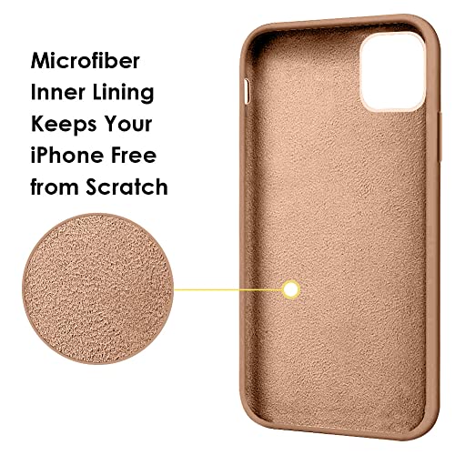 MOCCA Compatible with iPhone 13 Mini Case with Ring Kickstand |Liquid Silicone| Microfiber Linner | Anti-Scratch Full-Body Shockproof Protective Case for iPhone 13 Mini 5.4inch-Light Brown