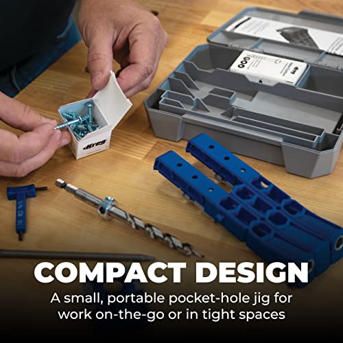 Kreg Pocket-Hole Jig 320 with Classic 2" Face Clamp - Durable Kreg Pocket-Hole Jig - Includes Wood Clamps for Woodworking - Jig for Tight Spaces - For Materials 1/2" to 1 1/2" Thick