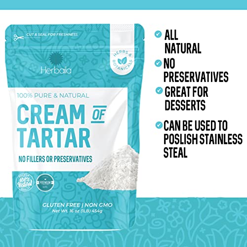 Cream of Tartar for Baking 1lb, Gluten Free, Premium All Natural Food-grade Cream of tartar bulk, natural choice tartar powder - great for meringues, bath bombs, cream of tarter 1 lb - Made in the USA