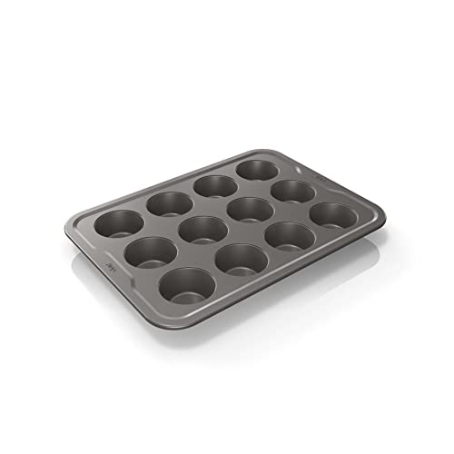 Ninja B30212 Foodi NeverStick Premium 12 Cup Muffin Pan, Nonstick, Oven Safe up to 500⁰F, Dishwasher Safe, Grey