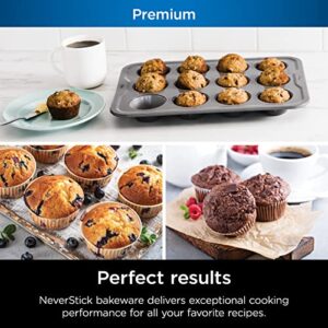 Ninja B30212 Foodi NeverStick Premium 12 Cup Muffin Pan, Nonstick, Oven Safe up to 500⁰F, Dishwasher Safe, Grey