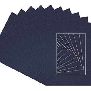 Pack of 25 Acid Free 11x17 Mats Bevel Cut for 9x14 Photos - Navy Canvas Texture Precut Matboards For Pictures, Photos, Framing - 4-ply Thickness