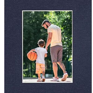 Pack of 25 Acid Free 11x17 Mats Bevel Cut for 9x14 Photos - Navy Canvas Texture Precut Matboards For Pictures, Photos, Framing - 4-ply Thickness