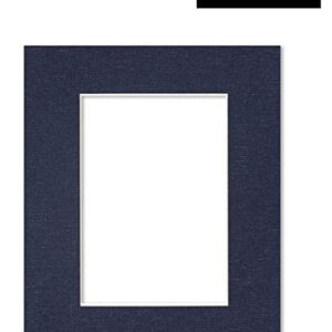 Pack of 25 Acid Free 11x17 Mats Bevel Cut for 9x14 Photos - Navy Canvas Texture Precut Matboards For Pictures, Photos, Framing - 4-ply Thickness