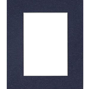 Pack of 25 Acid Free 11x17 Mats Bevel Cut for 9x14 Photos - Navy Canvas Texture Precut Matboards For Pictures, Photos, Framing - 4-ply Thickness