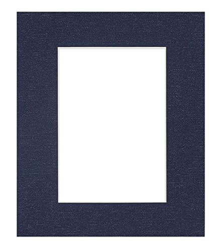 Pack of 25 Acid Free 11x17 Mats Bevel Cut for 9x14 Photos - Navy Canvas Texture Precut Matboards For Pictures, Photos, Framing - 4-ply Thickness