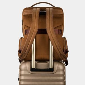 VELEZ Full Grain Leather Backpack with Laptop Compartment 14 Inch - Unisex Brown Slim Bag for College, Work and Business