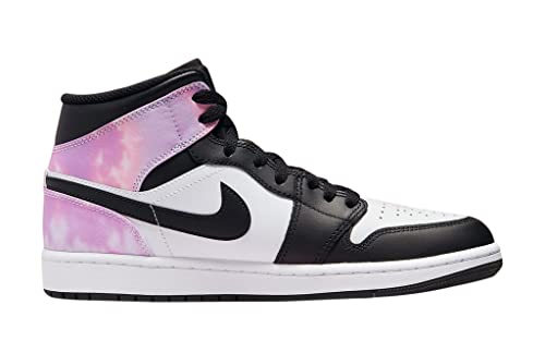 Nike Jordan Mens Air Jordan 1 Mid SE DM1200 001 Tie-Dye, Black/Bleached Coral-white, Size 11