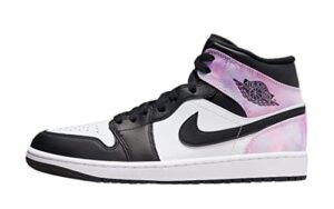 nike men's air jordan 1 mid sneaker, black/bleached coral-white, 10.5