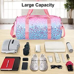 BLUBOON Duffle Bag Girls Kids Dance Bag Cute Gym Bag with Shoes Compartment & Wet Separation Waterproof Sports Overnight Travel Bag