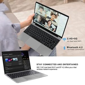 Ruzava/Aocwei Laptop Win 10 14" 6GB DDR4 64GB Storage Intel N4020 (Up to 2.8Ghz) 2-Core 1920x1080 FHD Dual WiFi BT 4.2 Mini HDMI Support 512GB TF 1TB SSD Expand for Work Study Entertainment-Gray