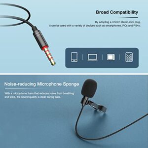 OKCSC AC300 3.5mm Headphones For Laptop With Omnidirectional Lavalier Lapel Microphone Semi-In-Ear Earphone Length Wired Earbuds With Volume Control For Recording Interview Vlog Microphone 10FT Length