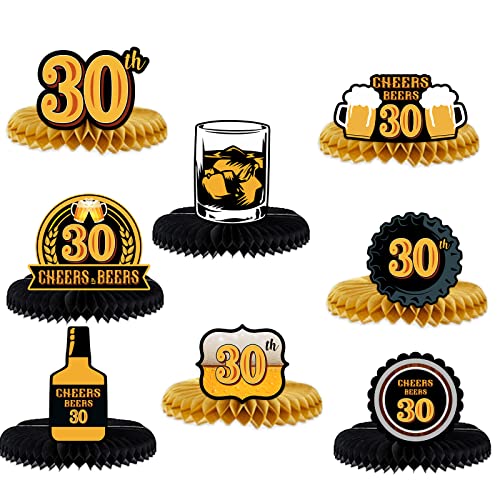 Cheers & Beers to 30 Oktoberfest Honeycomb Centerpieces Happy 30th Birthday Theme Decor for 30th Birthday Wedding 30 Anniversary German Bavarian Beer Festival Party Celebrations Supplies Decorations