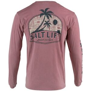 salt life land and sea long sleeve classic fit shirt, dark mauve, large