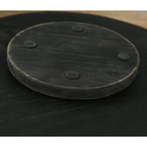 Juleduo Rustic White Round Wood Lazy Susan Distressed Tray-Distressed Farmhouse Turntable Tray, Cabinet Organizer, and Dining Table (Black)