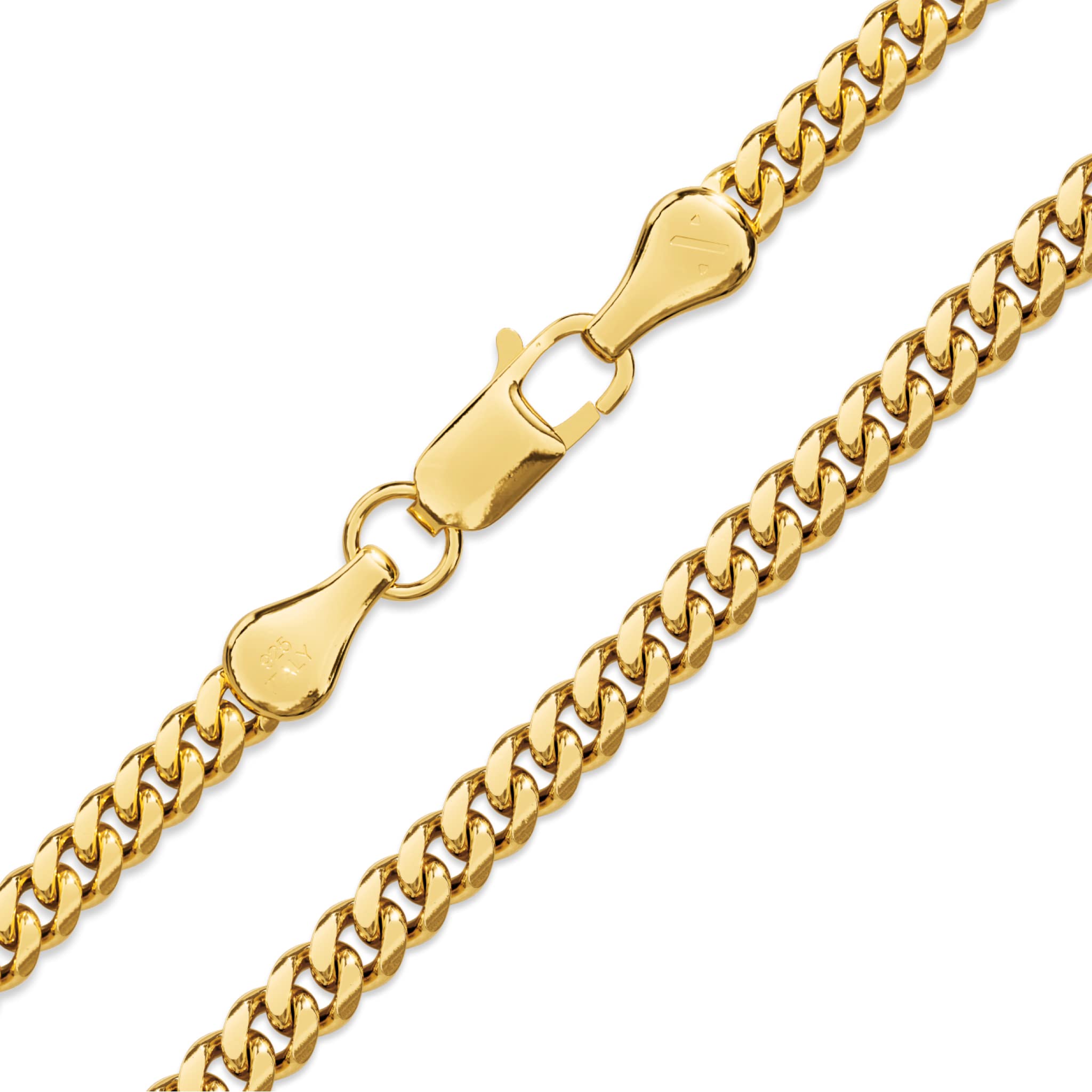 JAXXON Cuban Link Chain - 3mm | 14k Gold Bonded Over 925 Sterling Silver Chain Necklace for Men - Gold, 22 Inch