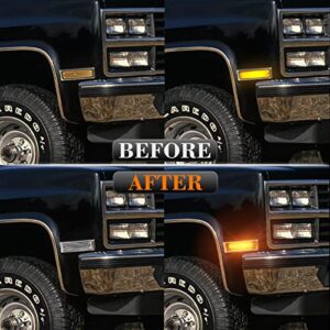 POPMOTORZ Front Fender Side Marker Lights, Led Amber Bumper Turn Side Signal Lamps for 1981-1991 Chevy Pickup Truck Blazer/Suburban/GMC GM2551107 GM2550115 915558 915557 18120166 18120066-Clear Lens