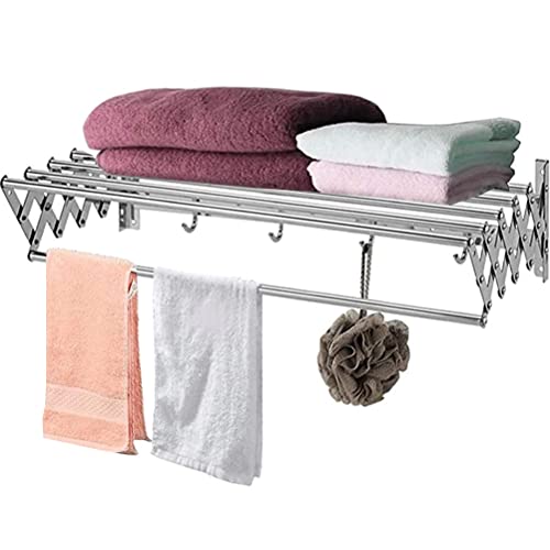 CHICTI Wall Mounted Clothes Drying Rack Stainless Steel Space Saving Home Folding for Laundry Room/Bathroom Tower Compact Sleek Design 43kg Capacity (Size : 60x30cm/24x12in)