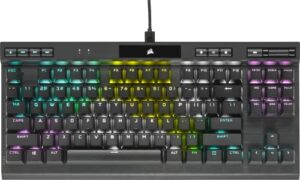 corsair k70 rgb tkl champion series tenkeyless mechanical gaming keyboard (cherry mx silent keyswitches: linear and quiet , pbt double-shot keycaps, per-key rgb led backlighting) qwerty na, black