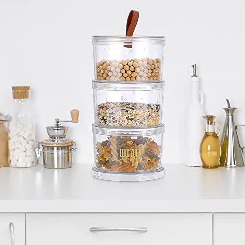 BSTKEY 3 Tier Decorative Round Storage Jars with Lids, Clear Stackable Snack Containers Candy Jar Bathroom Canister, Kitchen Storage Organization for Cookie, Dry Foods, Nuts, Coffee Bean