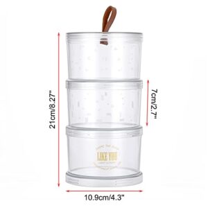 BSTKEY 3 Tier Decorative Round Storage Jars with Lids, Clear Stackable Snack Containers Candy Jar Bathroom Canister, Kitchen Storage Organization for Cookie, Dry Foods, Nuts, Coffee Bean