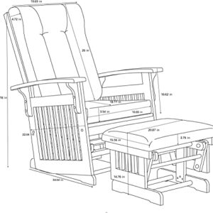 HomVent Nursery Glider Rocking Chair with Ottoman Set, Wood Glider Rocker with Ottoman, Upholstered Comfort Nursery Chair & Ottoman with Padded Arms for Napping, Nursing, Reading (Cherry)