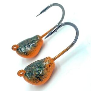 Tautog Jig, Sheepshead Jig, 2 Pack, Standup Style Tog Jig, Ultra Tough Powder Coat Finish with 2X Hook, 1/2-2oz Sizes, Multiple Colors, Made in The USA (1oz, Green Crab)