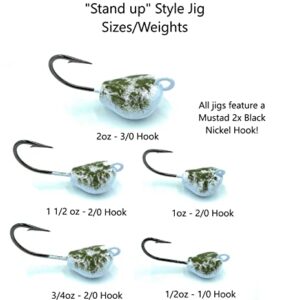 Tautog Jig, Sheepshead Jig, 2 Pack, Standup Style Tog Jig, Ultra Tough Powder Coat Finish with 2X Hook, 1/2-2oz Sizes, Multiple Colors, Made in The USA (1oz, Green Crab)