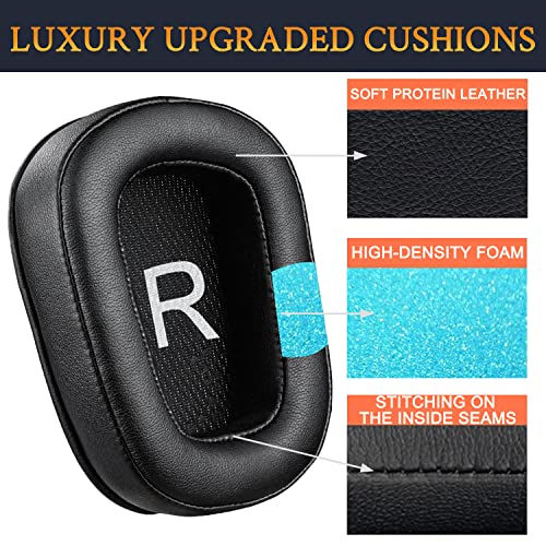 SOULWIT Protein Leather Ear Pads Cushions Replacement for Logitech G35 G930 G933 G933S G935 G633 G633S G635 G533 G430 G431 G432 G433 Gaming Headset, Earpads for G332 G230 G231 G233 Headphones