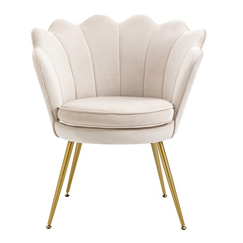 WQSLHX White Velvet Accent Chair Set of 2 for Living Room, Armchair Modern Accent Chair Vanity Chair for Bedroom, Comfy Arm Chair with Lumbar Pillow and Golden Metal Legs