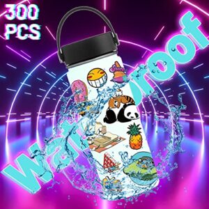 300pcs VSCO Stickers for Water Bottle, Cool Laptop Stickers for Kids Teens, Trendy Graffiti Cute Vinyl Aesthetic Waterproof Stickers Pack for Skateboard Luggage, Colorful Funny Stickers