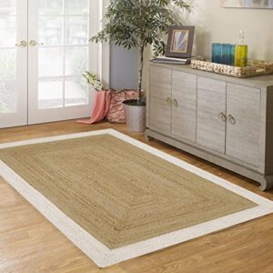 fab habitat essentials braided area rug - ivory - handwoven, natural fiber, soft underfoot - natural jute - bedroom, living room, dining room - 4x6 ft