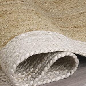 Fab Habitat Essentials Braided Area Rug - Ivory - Handwoven, Natural Fiber, Soft Underfoot - Natural Jute - Bedroom, Living Room, Dining Room - 4x6 ft