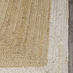 Fab Habitat Essentials Braided Area Rug - Ivory - Handwoven, Natural Fiber, Soft Underfoot - Natural Jute - Bedroom, Living Room, Dining Room - 4x6 ft