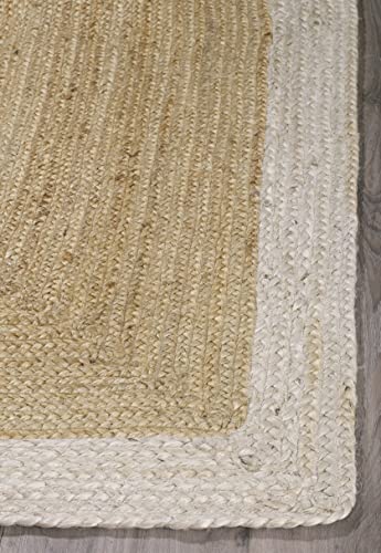 Fab Habitat Essentials Braided Area Rug - Ivory - Handwoven, Natural Fiber, Soft Underfoot - Natural Jute - Bedroom, Living Room, Dining Room - 4x6 ft