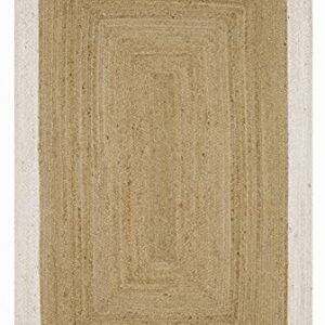 Fab Habitat Essentials Braided Area Rug - Ivory - Handwoven, Natural Fiber, Soft Underfoot - Natural Jute - Bedroom, Living Room, Dining Room - 4x6 ft